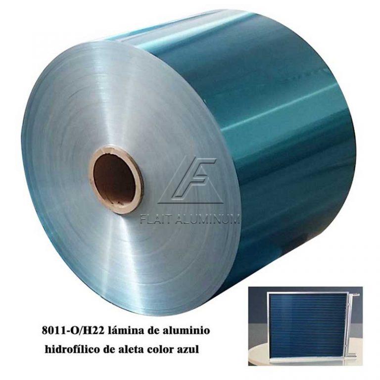 8011-O/H22 lámina de aluminio hidrofílico de aleta color azul para aire ...